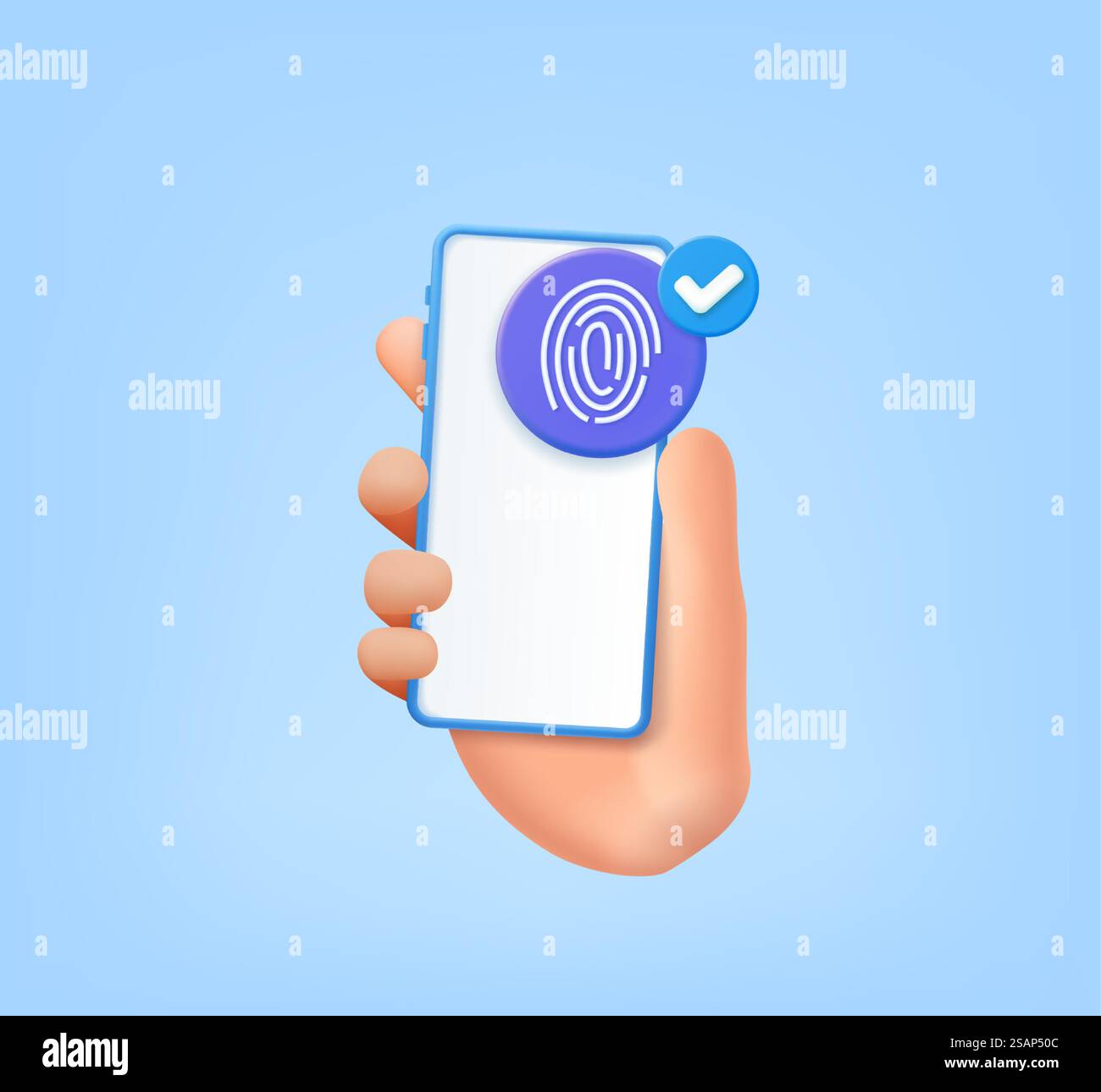 3d Electronic fingerprint on pass scanning mobile phone screen ...