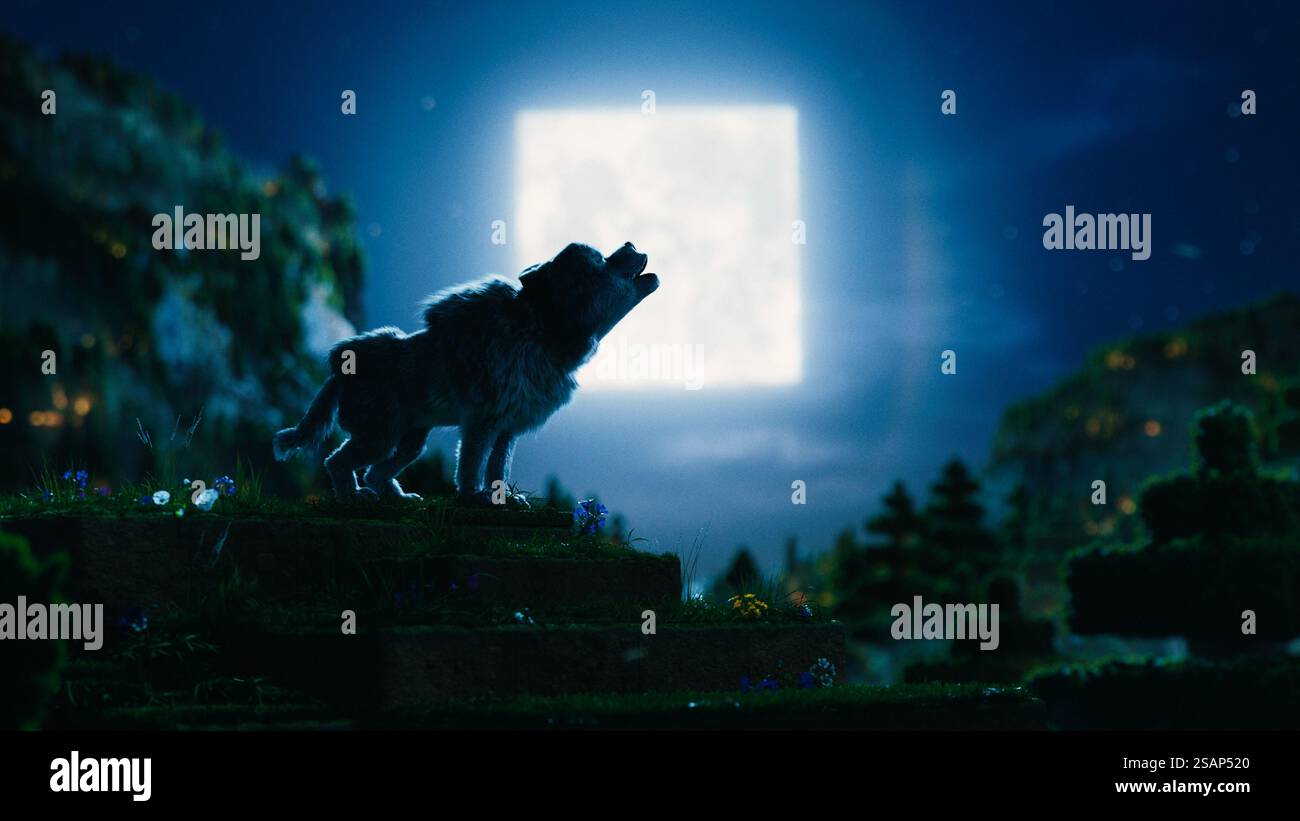 A Minecraft Movie (2025)“Dennis” the Wolf *Filmstill - Editorial Use ...