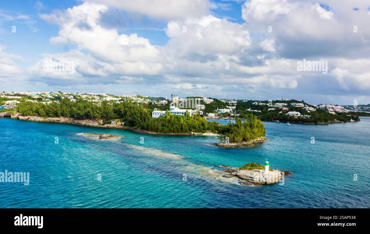 View from cruise ship approaching the port of Hamilton, Bermuda Stock ...