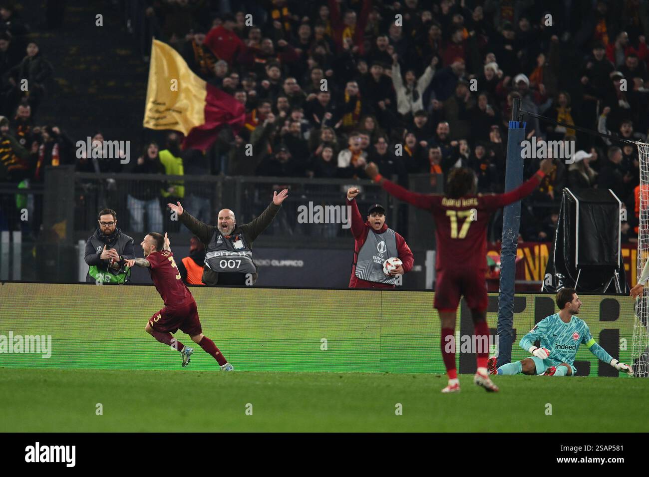 Angeliño of A.S. Roma celebrates after scoring the goal to make it 0-0 ...