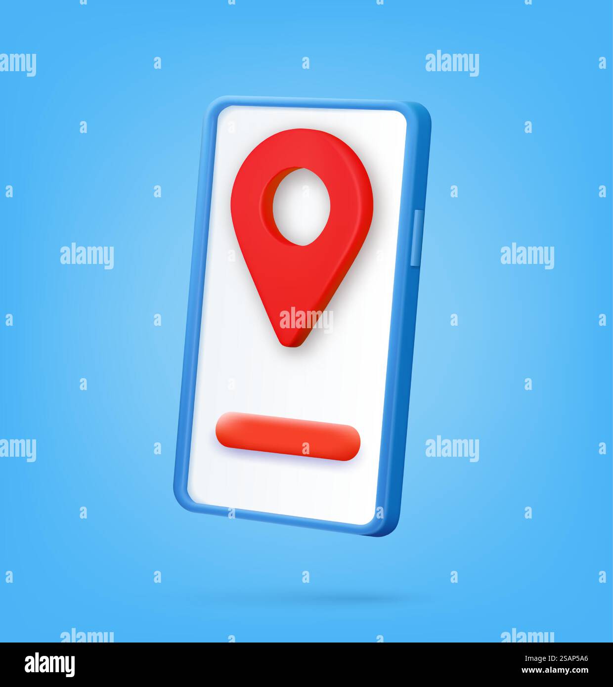 3d minimal city map gps navigation smartphone icon. mobile app interface, geolocation, concept ...