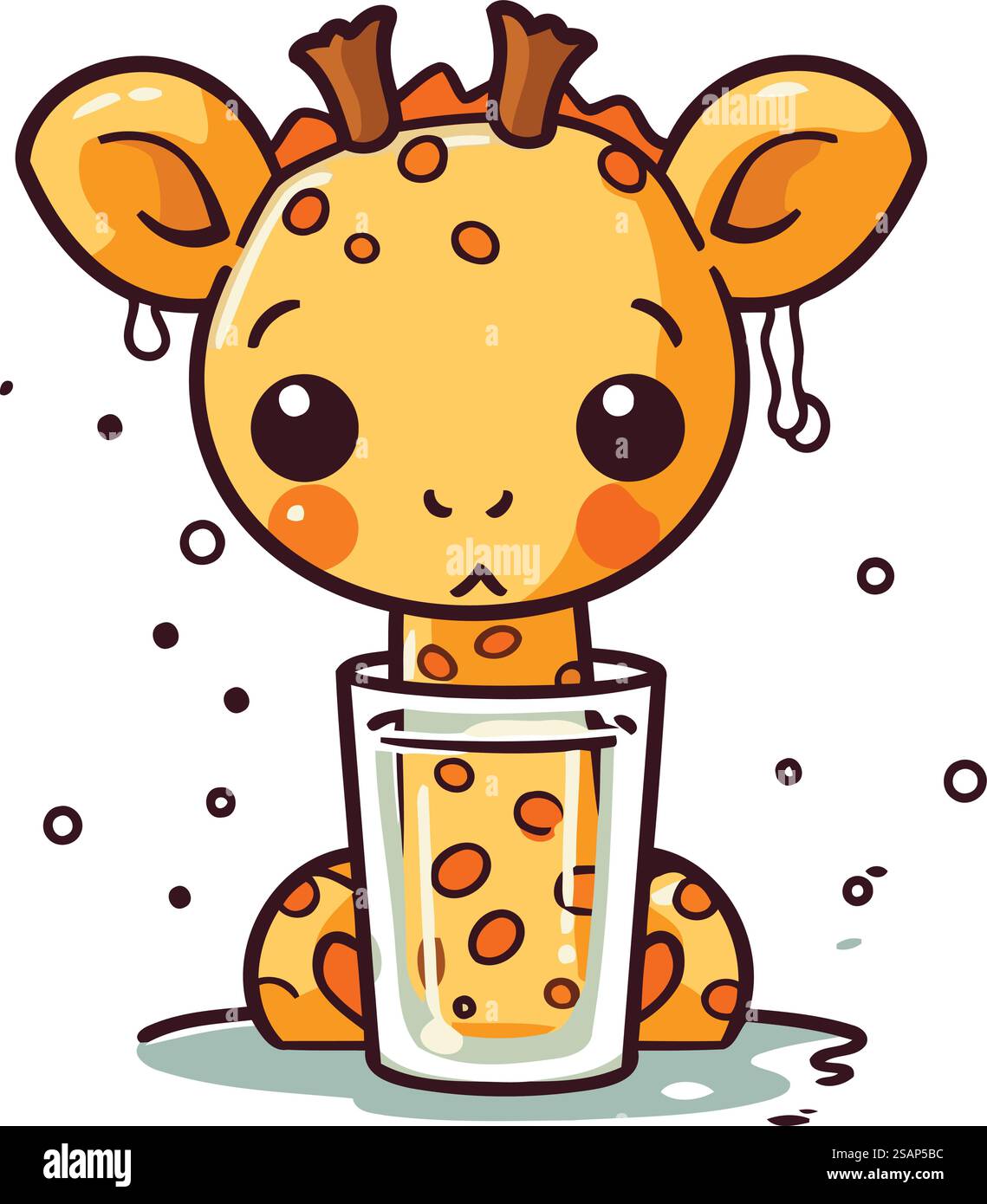 Cute giraffe with a glass of milk. Vector illustration Stock Vector ...