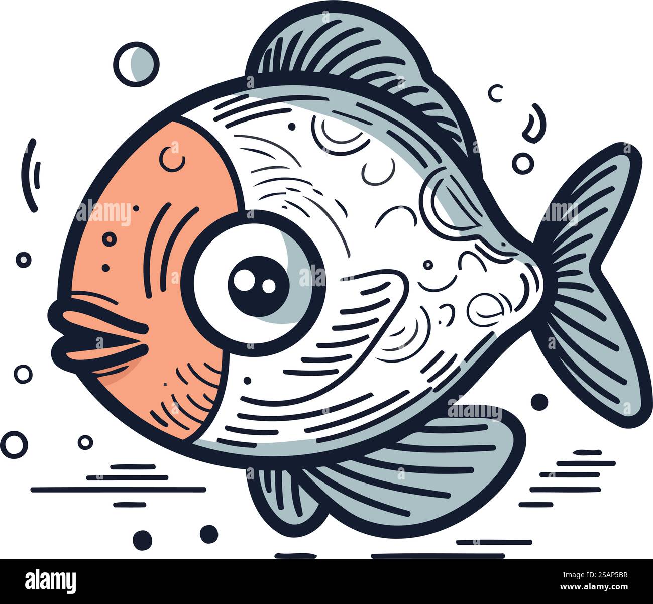 Cute cartoon fish. Vector illustration in doodle style Stock Vector ...