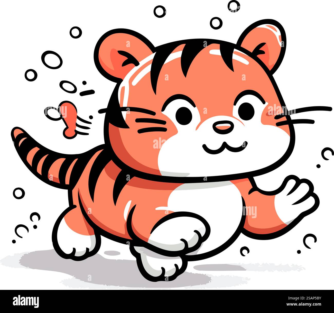 Cute little tiger cartoon vector illustration. Cute cartoon tiger Stock ...