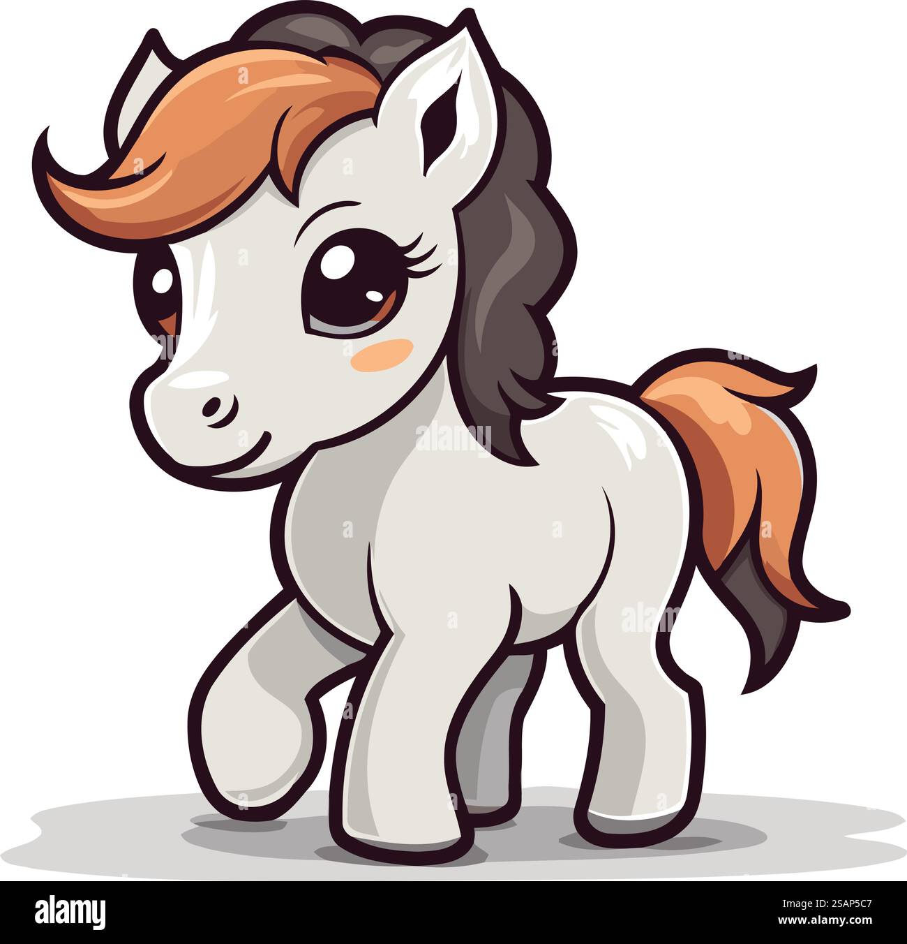 Cute cartoon pony. Vector illustration isolated on a white background ...