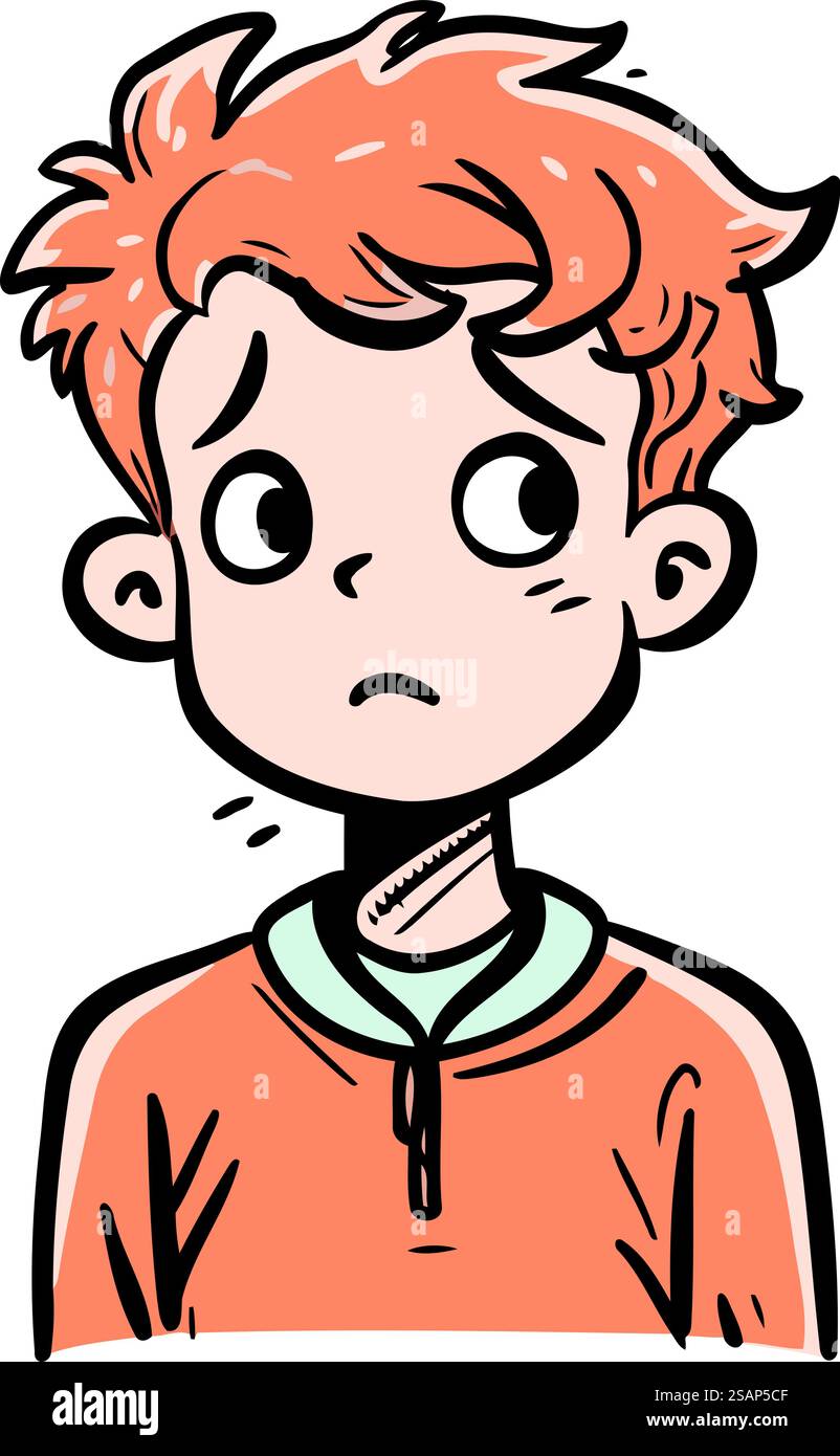 boy with sore throat. vector illustration in doodle style Stock Vector ...