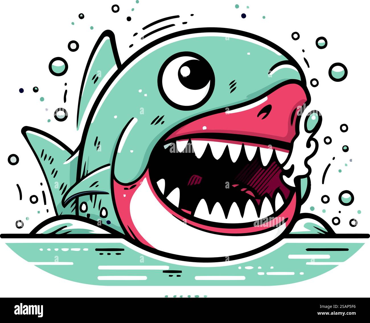 Angry shark. Vector illustration. Isolated on white background Stock ...