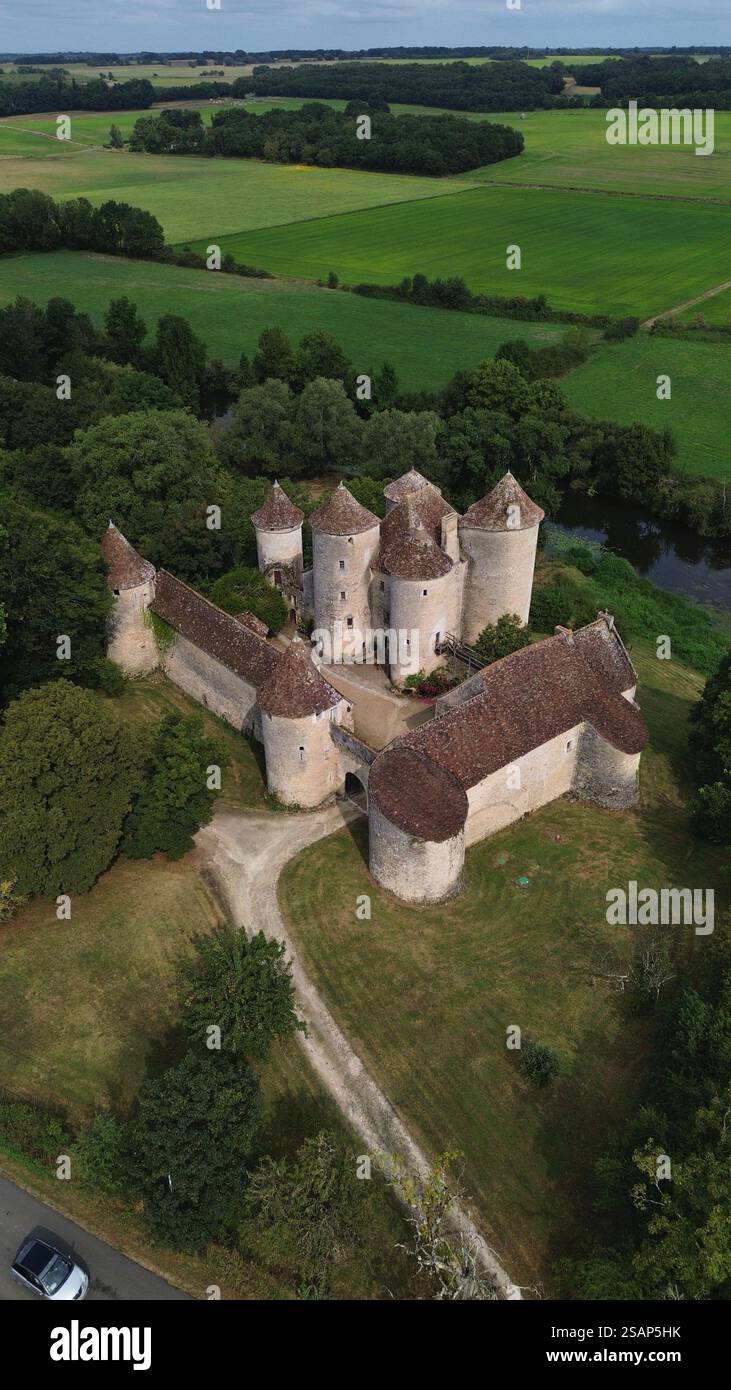 drone photo Forges castle france europe Stock Photo - Alamy