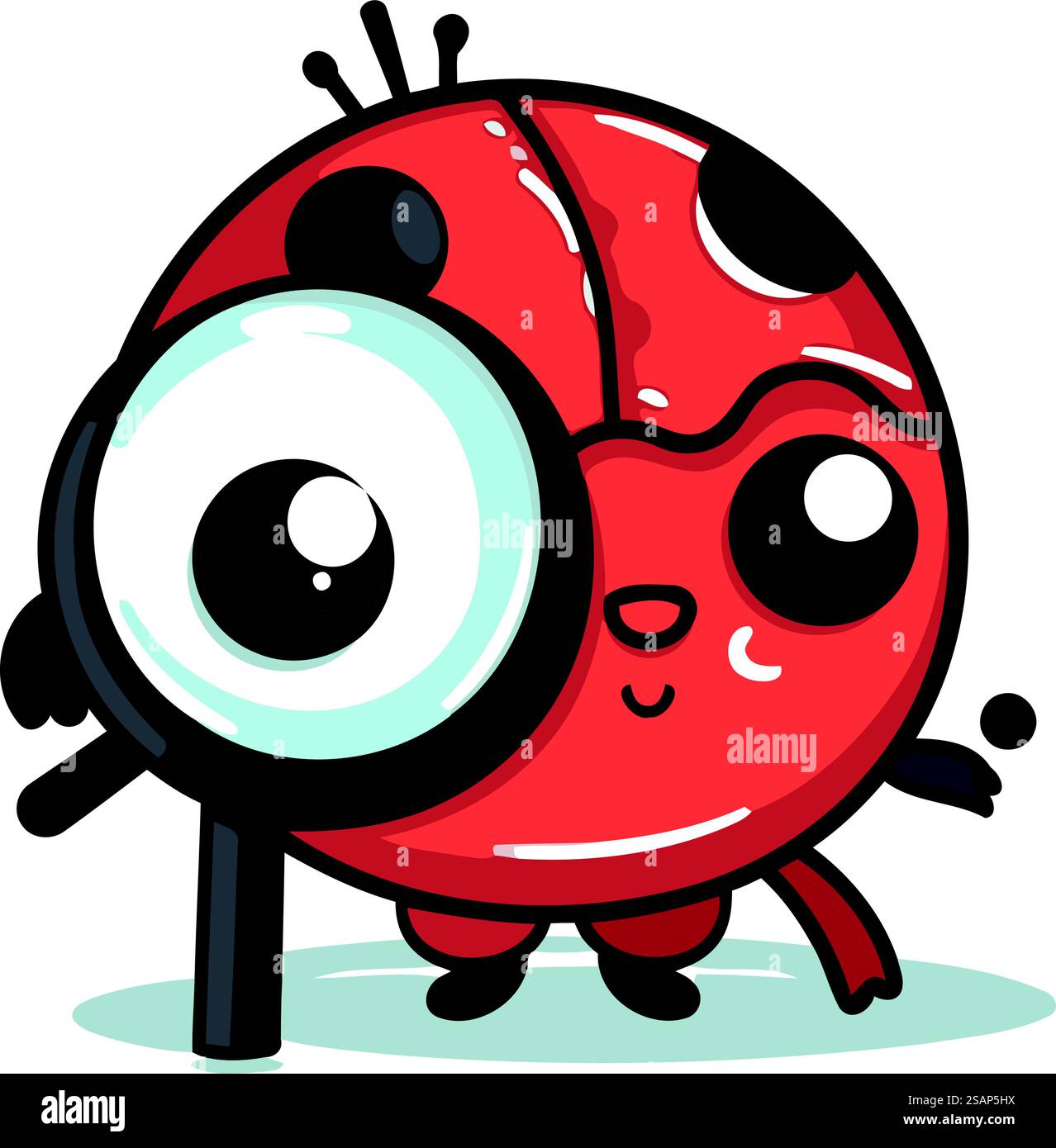 Ladybug with magnifying glass. cute cartoon character vector ...