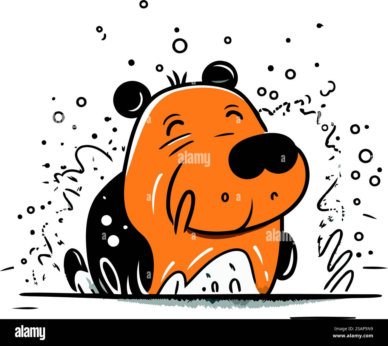 Cute cartoon dog in doodle style. Vector illustration Stock Vector ...