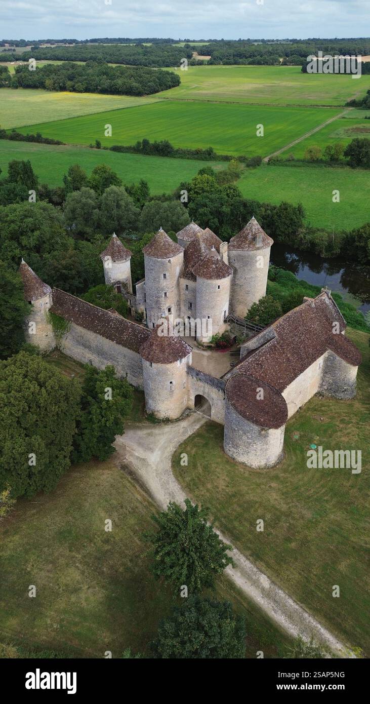 drone photo Forges castle france europe Stock Photo - Alamy