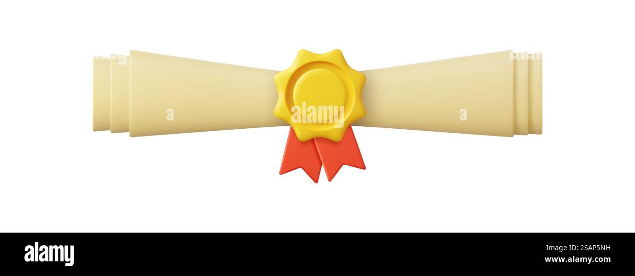 3d Achievement, award, grant, diploma concepts. certificate icon with ...