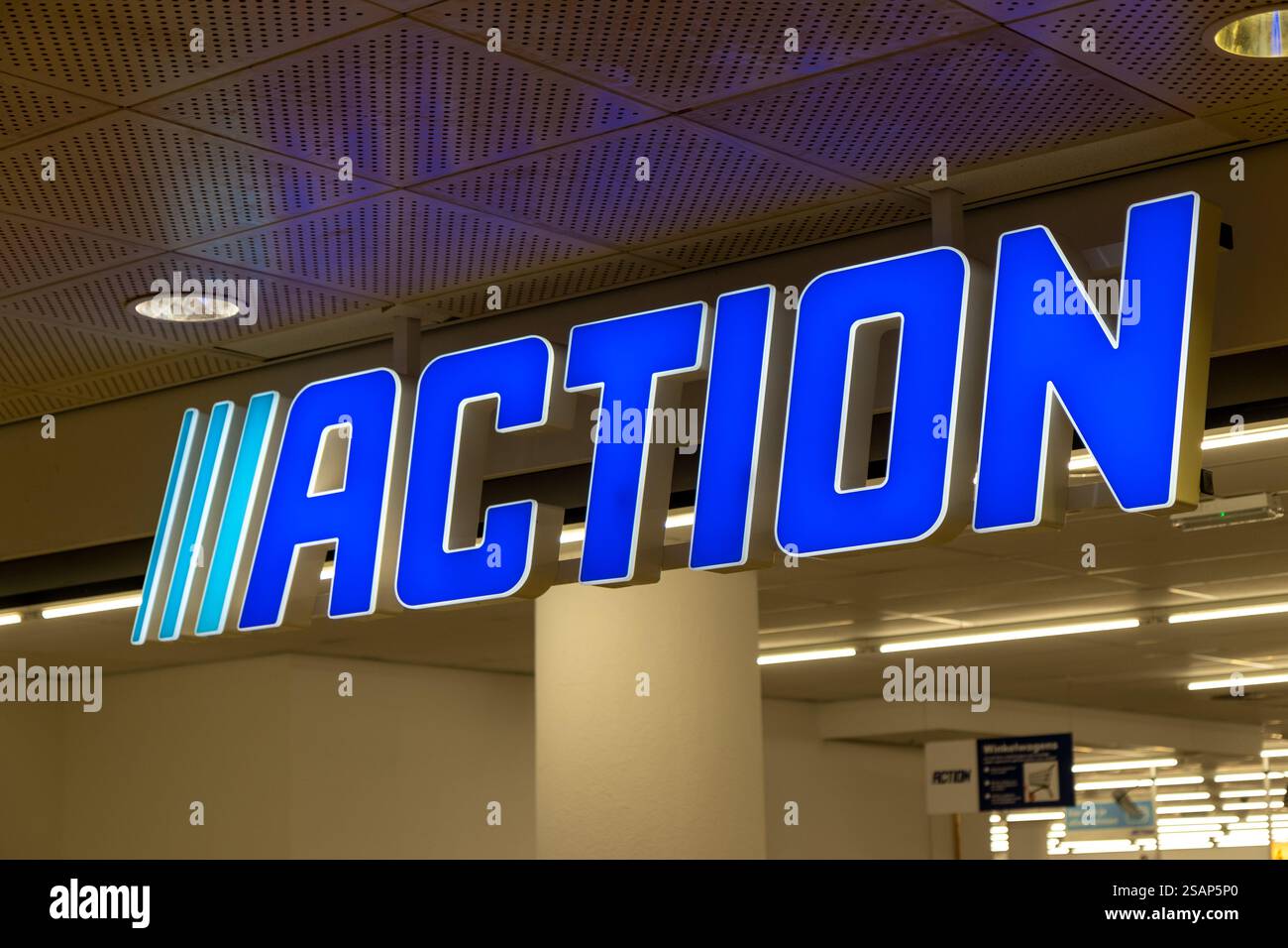 Action shop logo. Action is a supermarket food and non-food store Stock ...