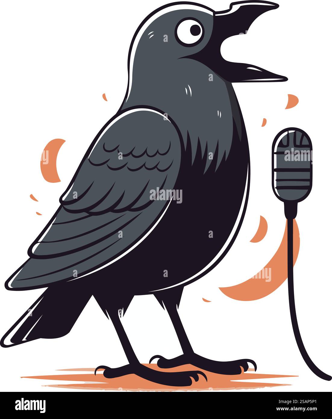 Crow singing into a microphone. Vector illustration in cartoon style Stock Vector Image & Art ...