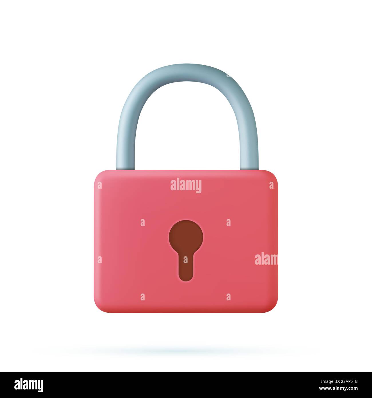 3d red padlock icon. Metallic lock with steel shackle. Safety and ...