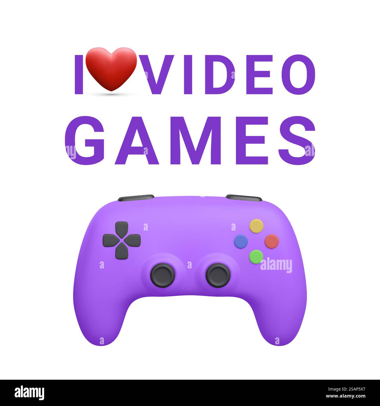 3d realistic gamepad isolated on white background. I love video games ...