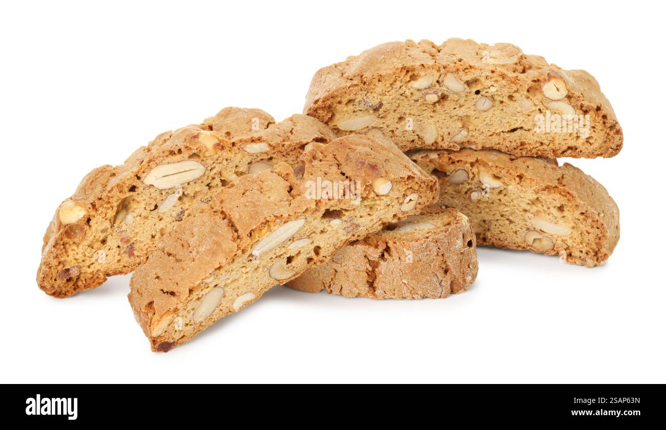 Traditional Italian almond biscuits (Cantucci) isolated on white Stock ...