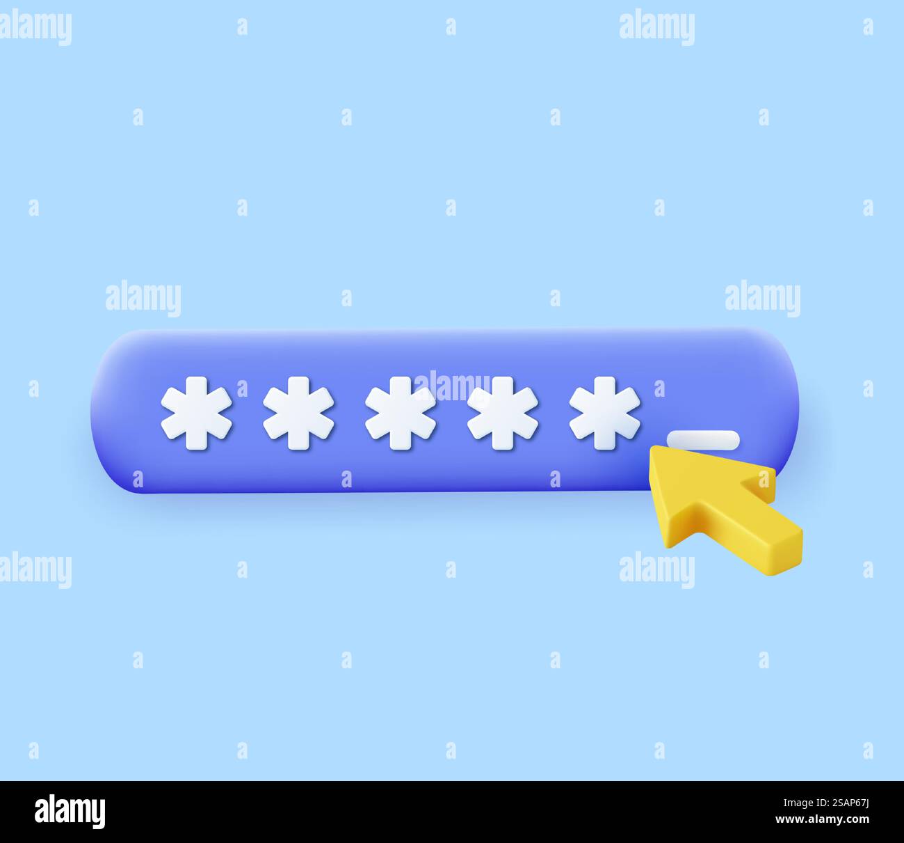 3d Locked Password Field with cursor. icon for web and app. 3d render. Vector illustration. 3d ...