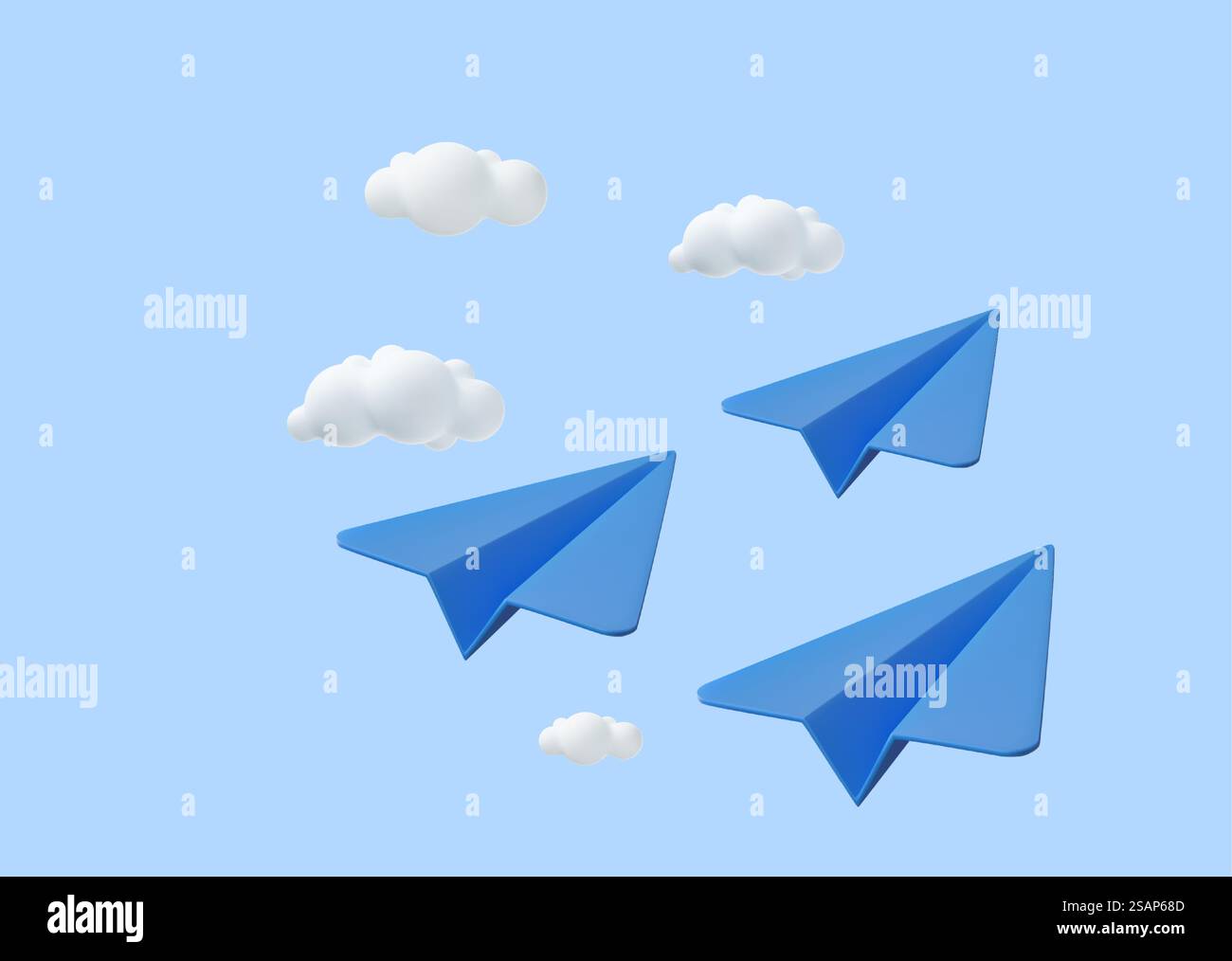 3d paper airplane with clouds Minimal cartoon cute smooth. creative ...