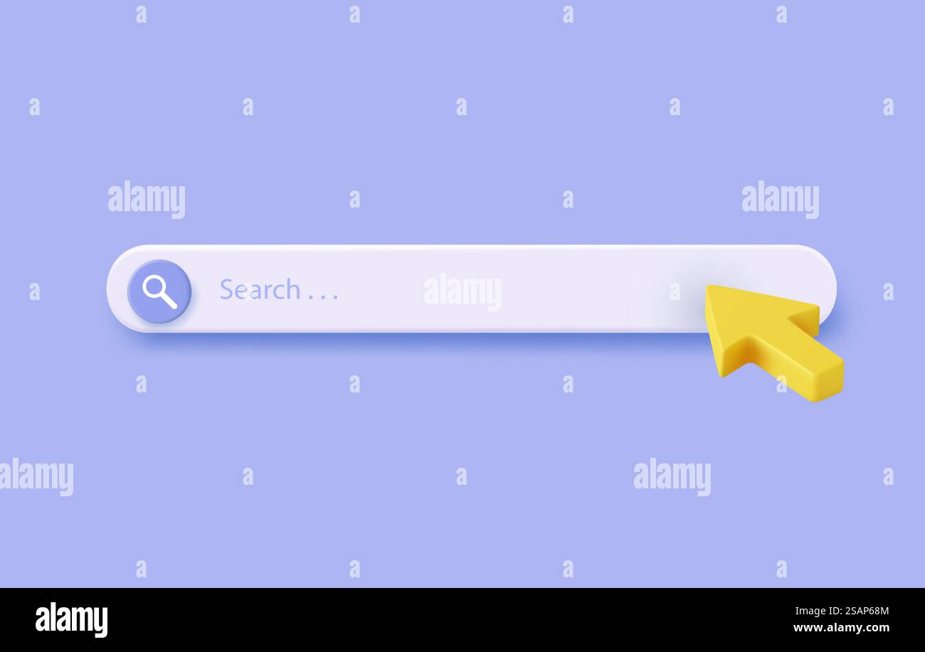 3d Search bar template for website. Navigation search for browser. 3d ...
