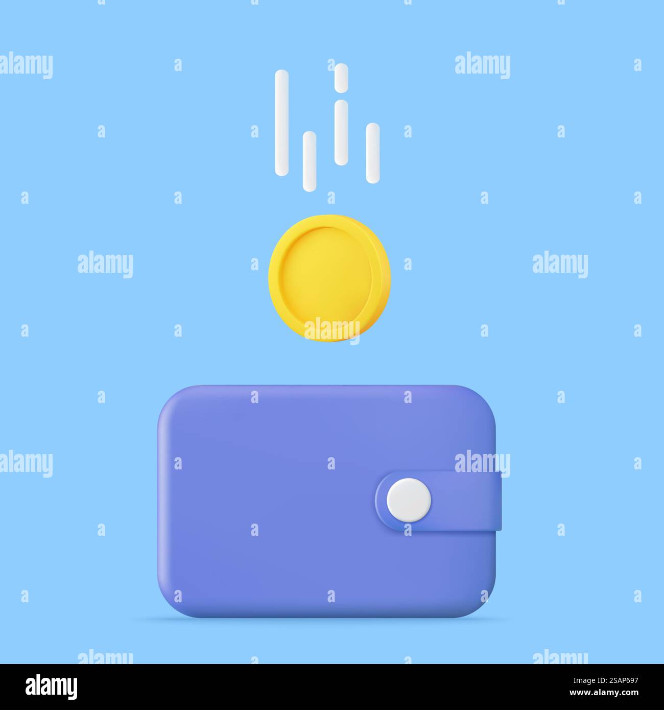 3d wallet and falling coin. saving money concept. Vector illustration ...
