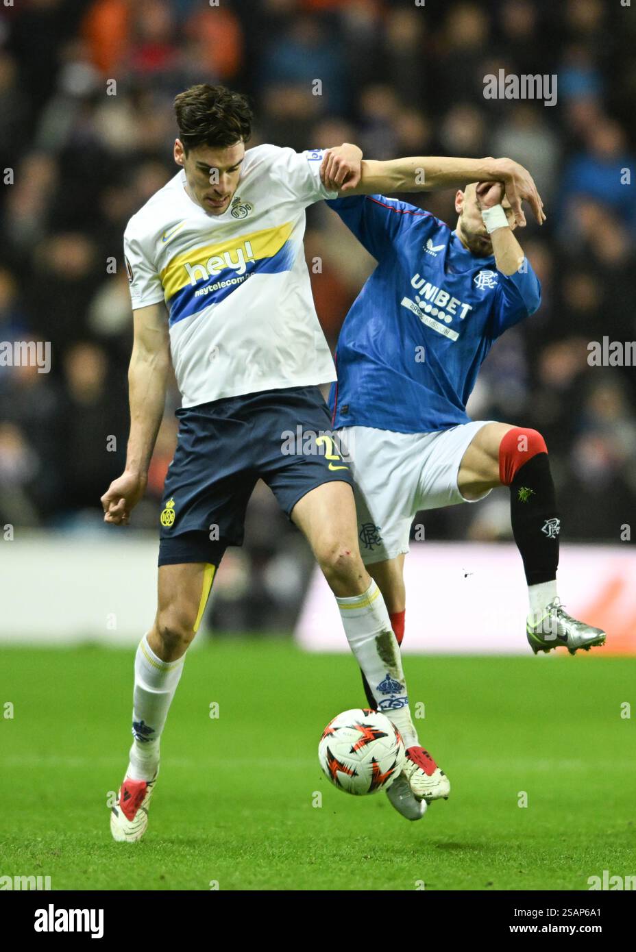 Glasgow, UK. 30th Jan, 2025. Ross Sykes of Union Saint-Gilloise and ...