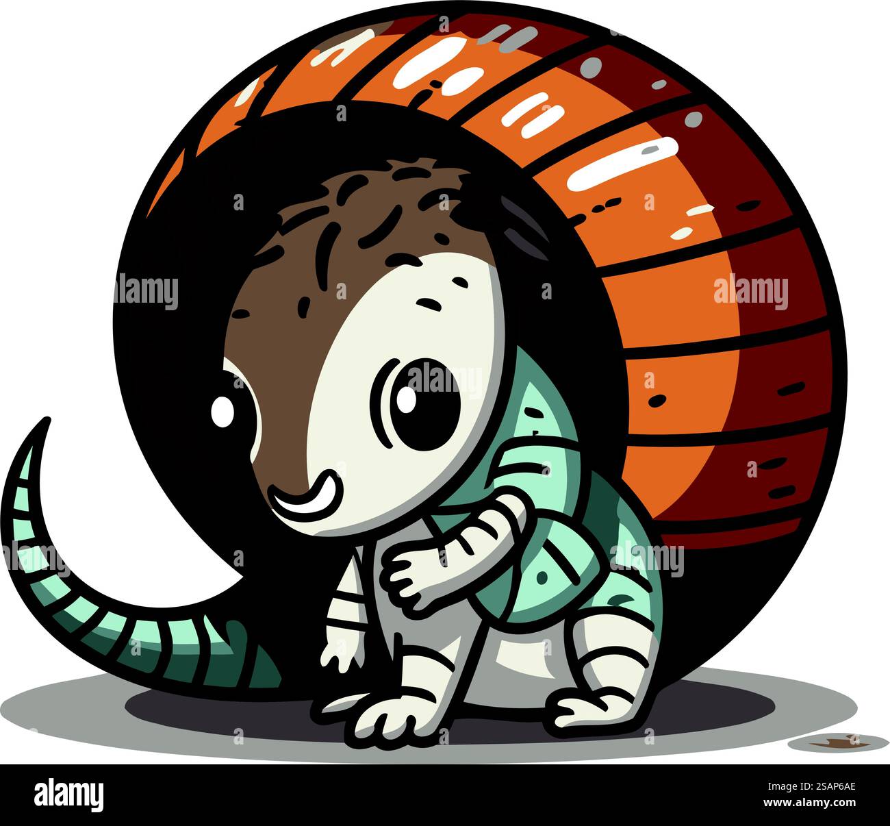 Cute little snake in the cave. Vector illustration isolated on white ...