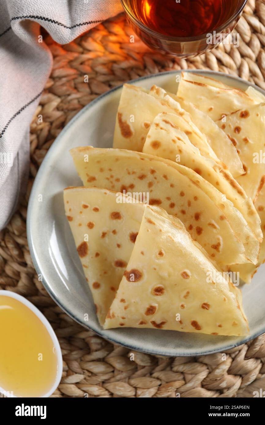 Flat lay delicious crepes hi-res stock photography and images - Alamy