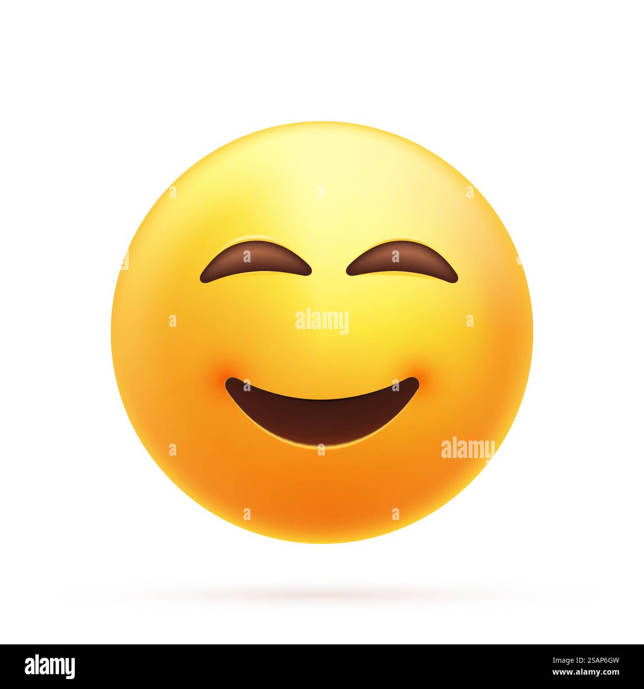 3d smile emoji icon. Friendly emoticon, happy yellow face with simple ...