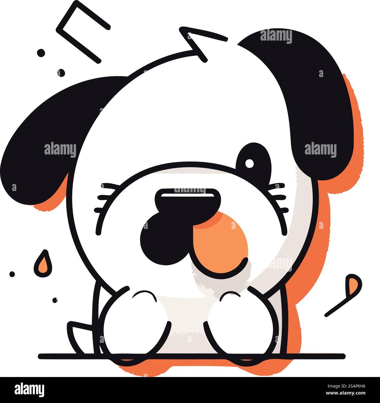 Cute cartoon dog with sad expression. Vector illustration in flat style ...