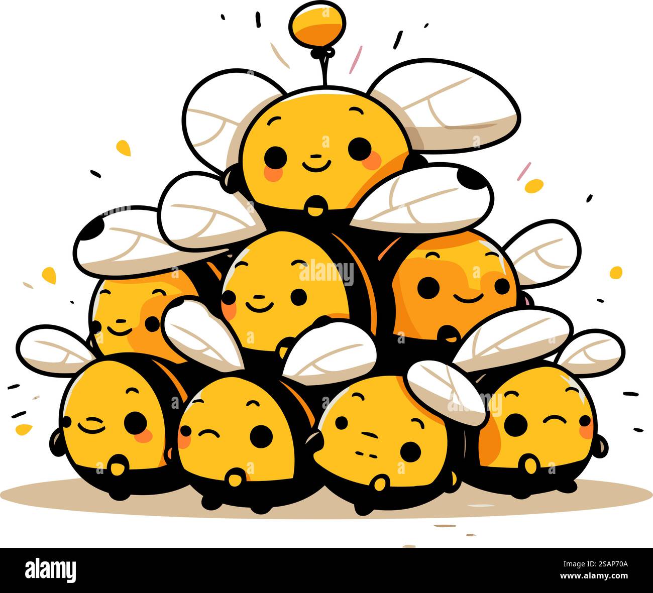 Cartoon cute little bees. Vector illustration isolated on white ...