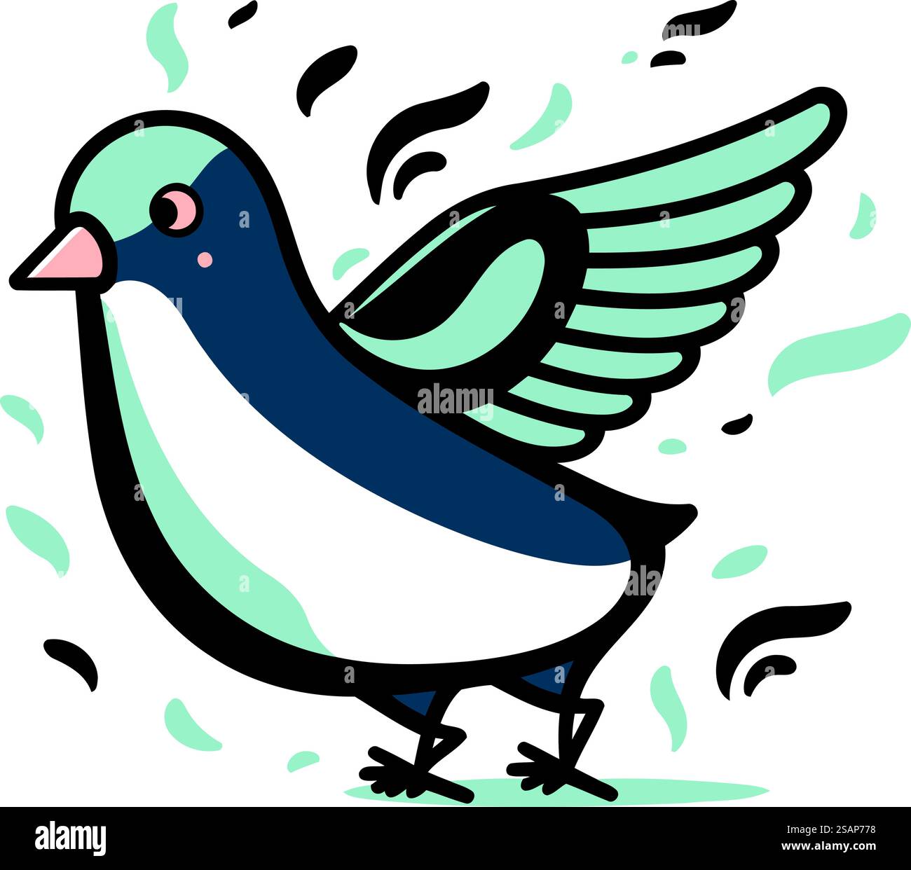 Pigeon with wings. doodle style vector illustration Stock Vector Image ...