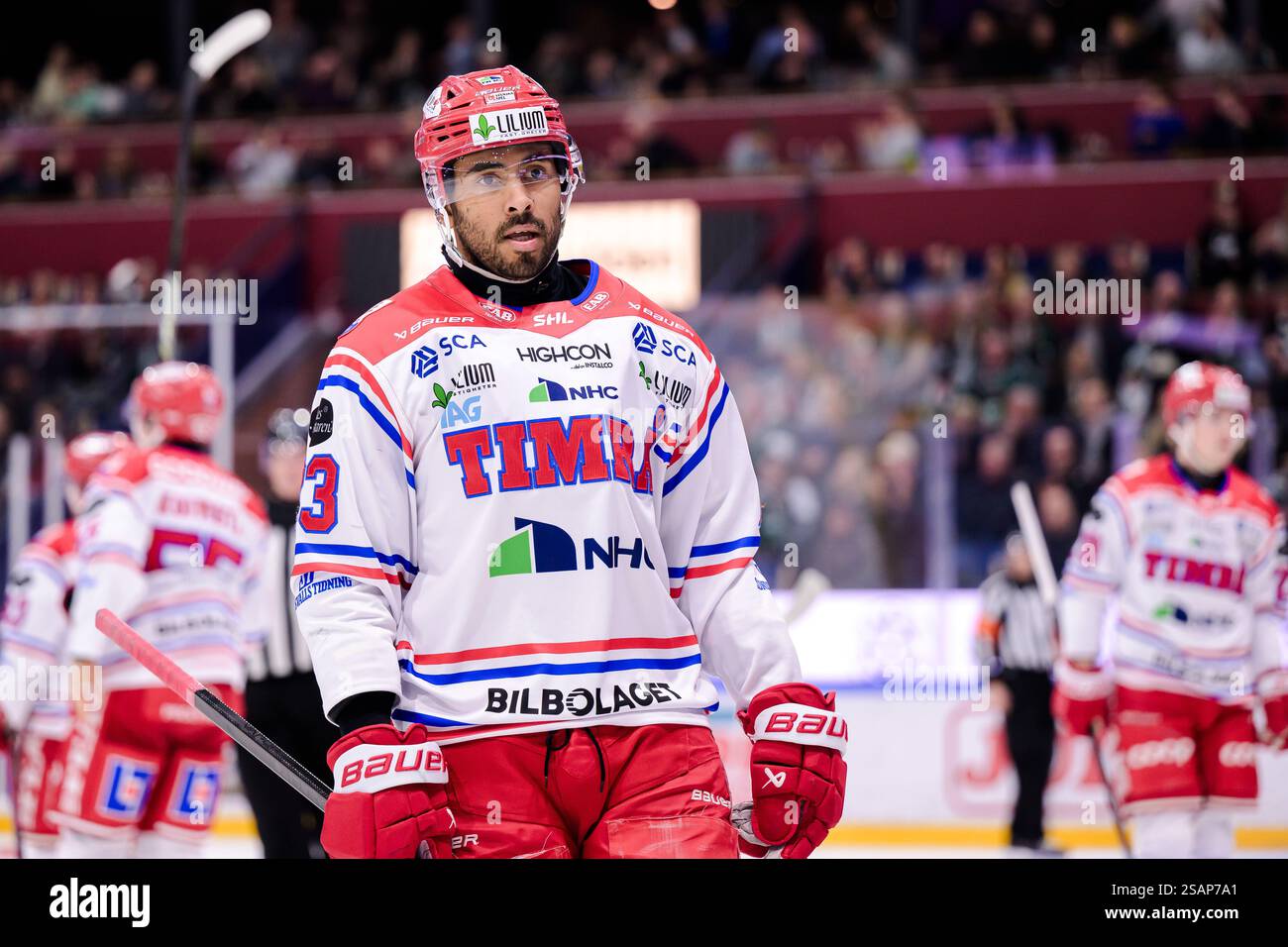 Karlstad, Sverige. 30th Jan, 2025. 250130 Timrås Jeremy Boyce-Rotevall deppar under ...