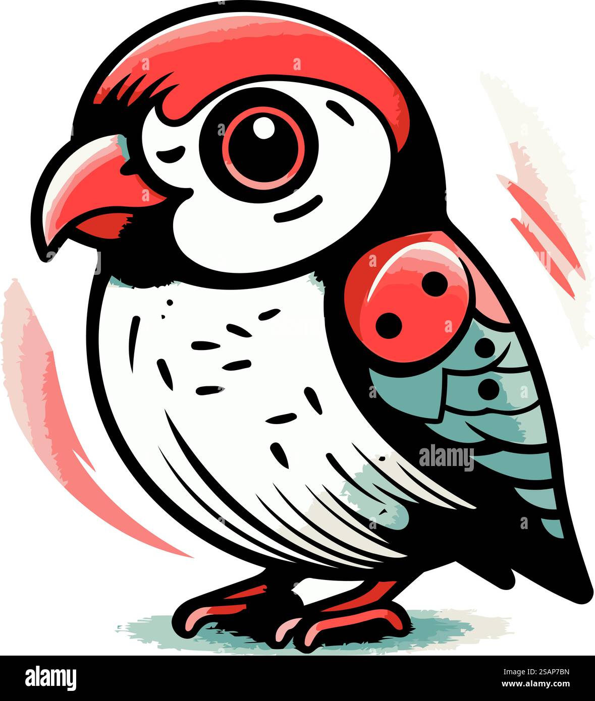 Illustration of a cute cartoon parrot with big eyes. Vector illustration Stock Vector Image ...