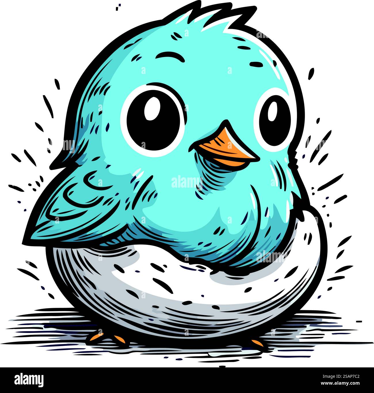 Cute blue bird isolated on white background. Vector cartoon ...