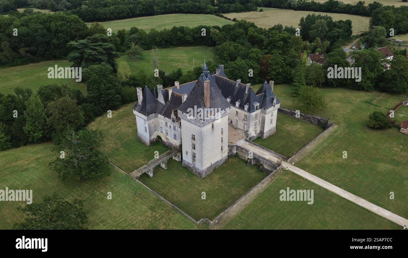 drone photo Isle Savary castle france europe Stock Photo - Alamy