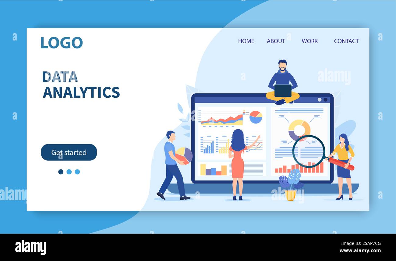 Landing page template. Data analytics, dashboard and business finance ...