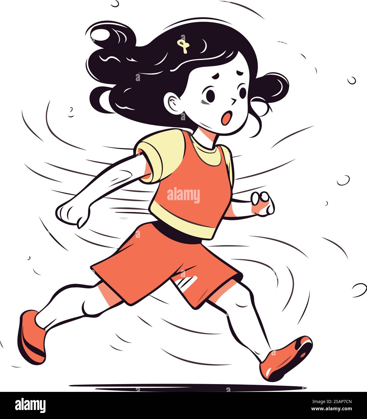 Running girl. Vector illustration of a girl running in a hurry Stock ...