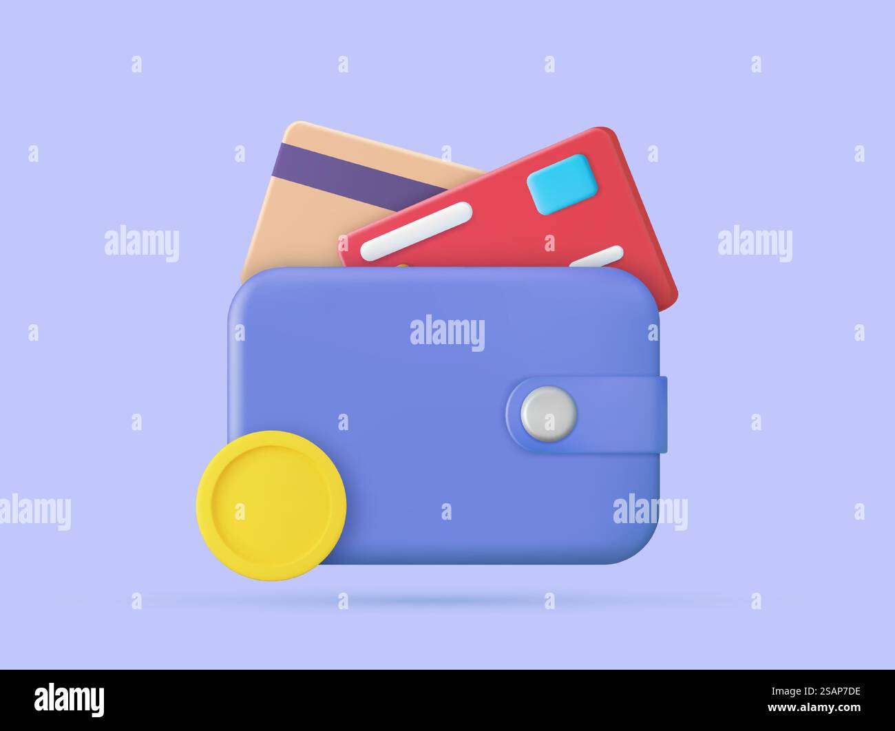 3D Money Saving icon concept. Wallet, coins and credit card, Mobile ...