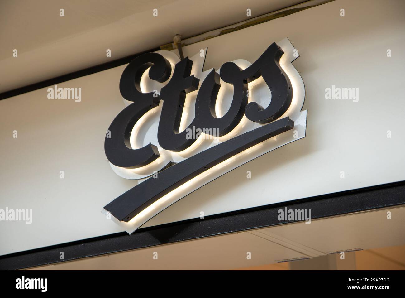 Etos logo at the shop a Dutch retail store, pharmacy and drugstore ...