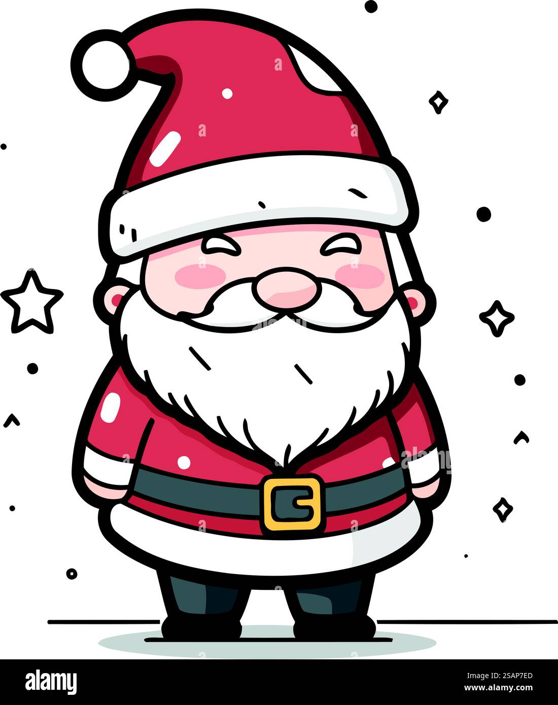 Cartoon Santa Claus standing and smiling. Vector illustration of Santa Claus Stock Vector Image ...