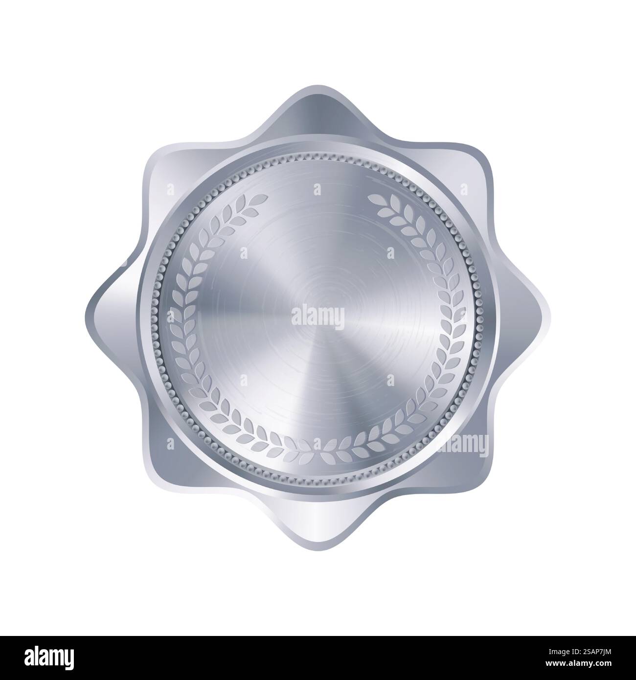 Blank silver medal template with engraved laurel wreath. Versatile ...
