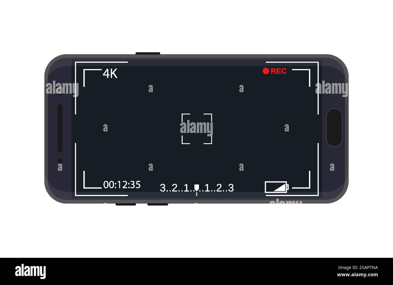 Modern smartphone with camera application. User interface of camera viewfinder. Focusing screen ...