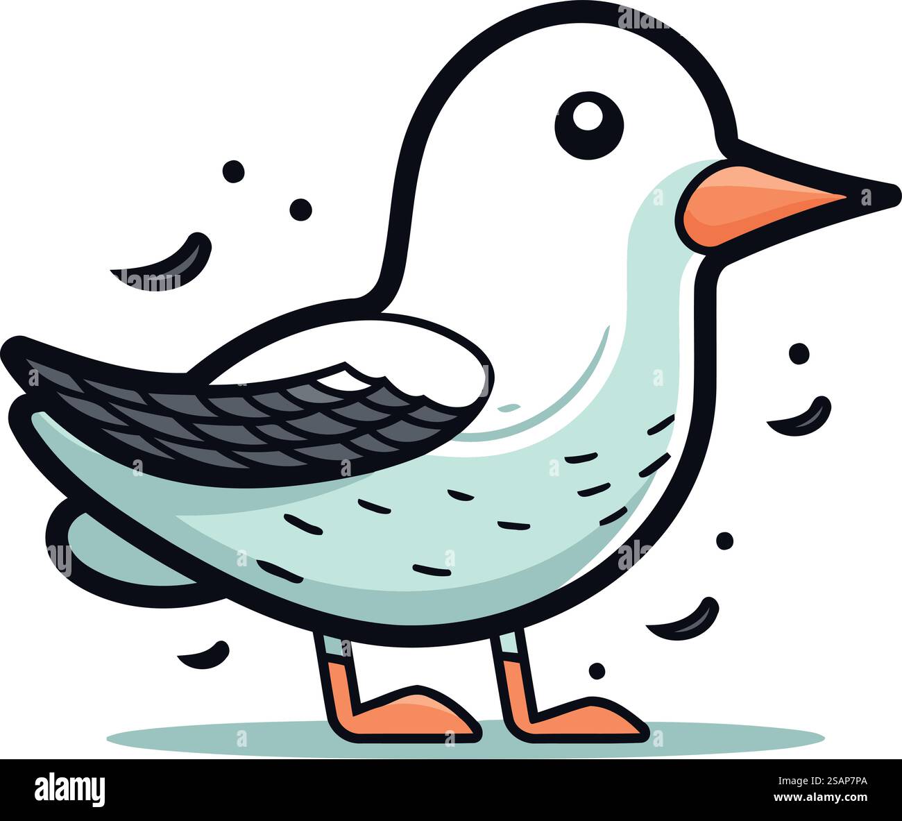 Cute seagull. Vector illustration in cartoon flat style Stock Vector ...