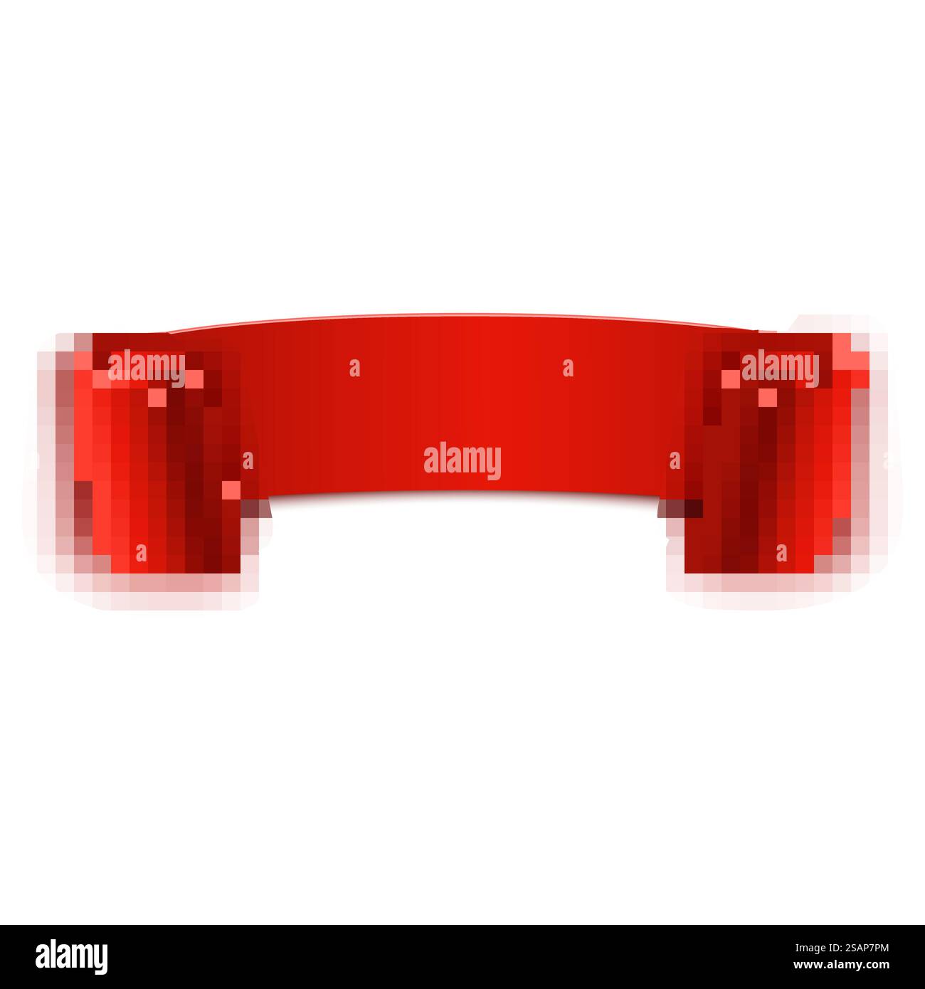 Realistic detailed curved red paper banner, ribbon isolated on white ...