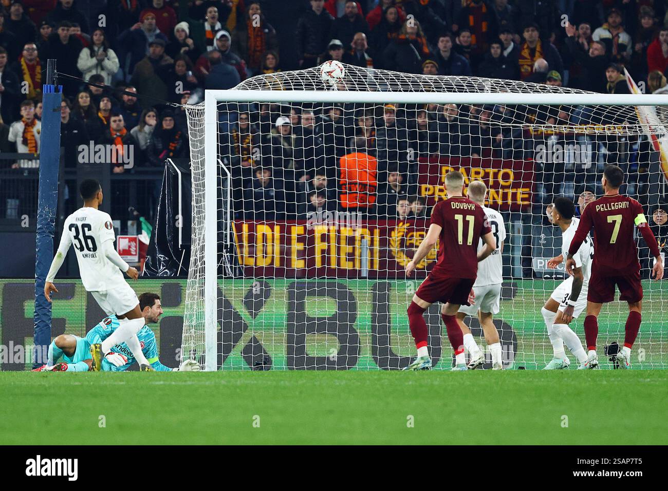 Rome, Italy. 30th Jan, 2025. Angelino of Roma scores 1-0 goal during ...