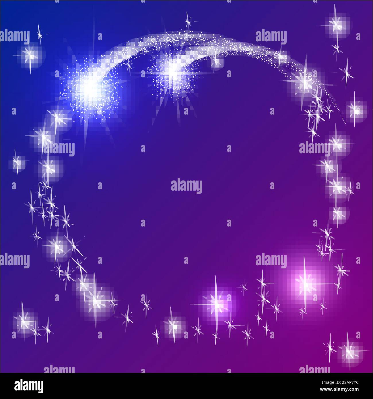 Glowing blue background with sparkle stars round frame. Glowing blue ...