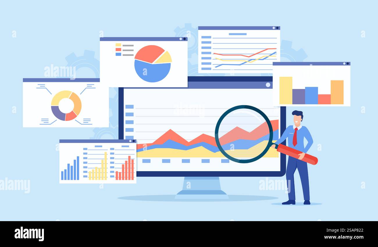 Data analytics, dashboard and business finance report. business people ...