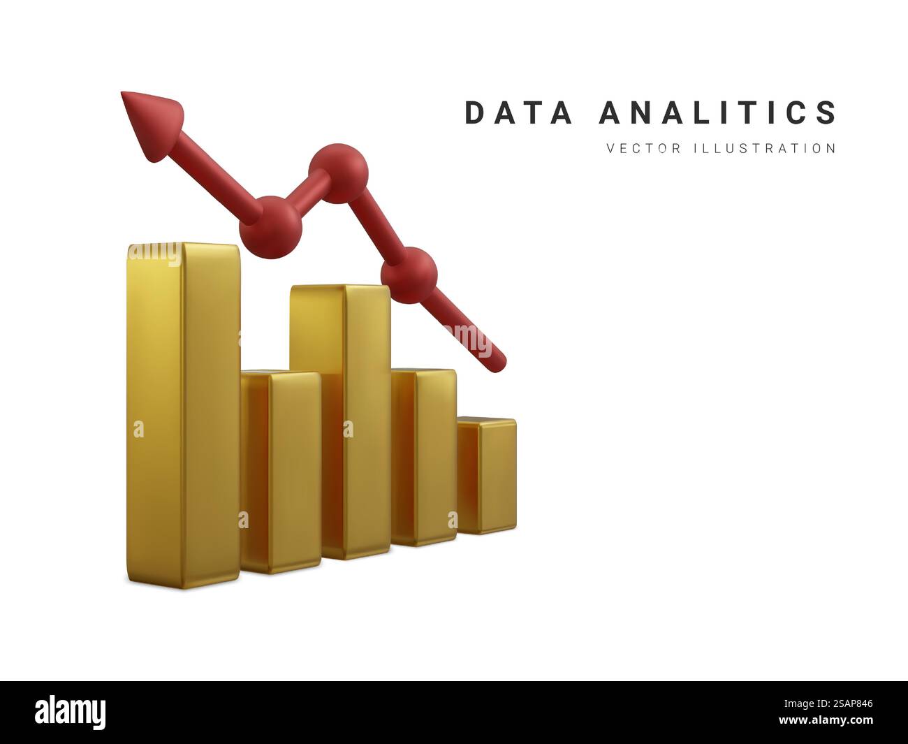 Data analysis concept banner. Growing bars graphic with rising arrow. Digital marketing. Vector ...