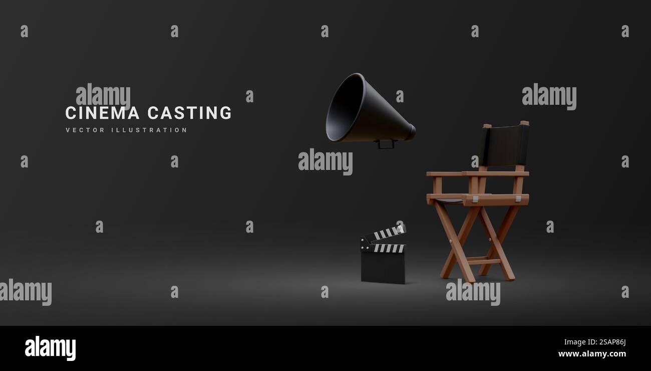 3d realistic movie industry concept. Cinema production design concept ...